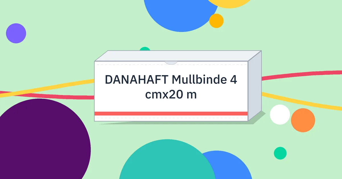 Symbolbild: Packung mit der Aufschrift DANAHAFT Mullbinde 4 cmx20 m (PZN 07636505) – Verfügbarkeit und Bezug in Apotheken in Frankfurt am Main