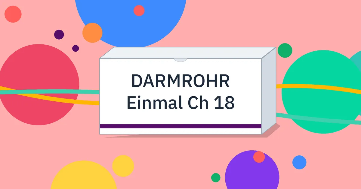 Symbolbild: Packung mit der Aufschrift DARMROHR Einmal Ch 18 (PZN 01235573) – Verfügbarkeit und Bezug in Apotheken in Frankfurt am Main