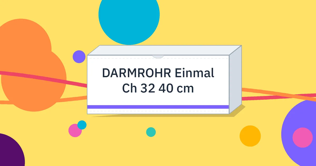 Symbolbild: Packung mit der Aufschrift DARMROHR Einmal Ch 32 40 cm (PZN 03904015) – Verfügbarkeit und Bezug in Apotheken in Frankfurt am Main