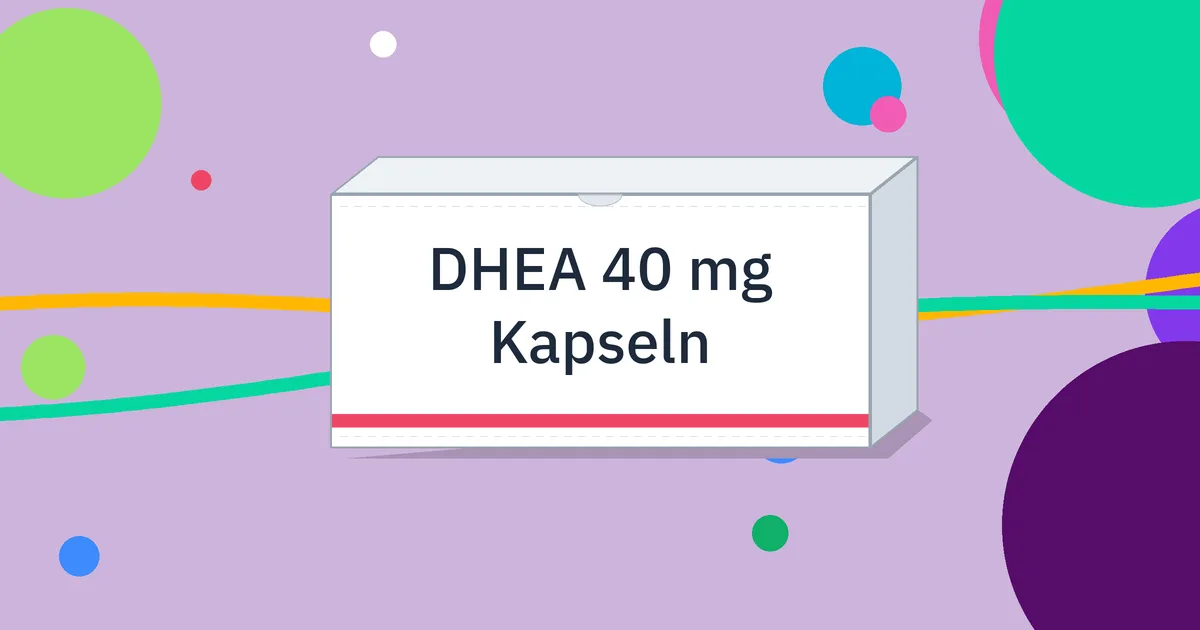 Symbolbild: Packung mit der Aufschrift DHEA 40 mg Kapseln (PZN 18718117) – Verfügbarkeit und Bezug in Apotheken in Frankfurt am Main
