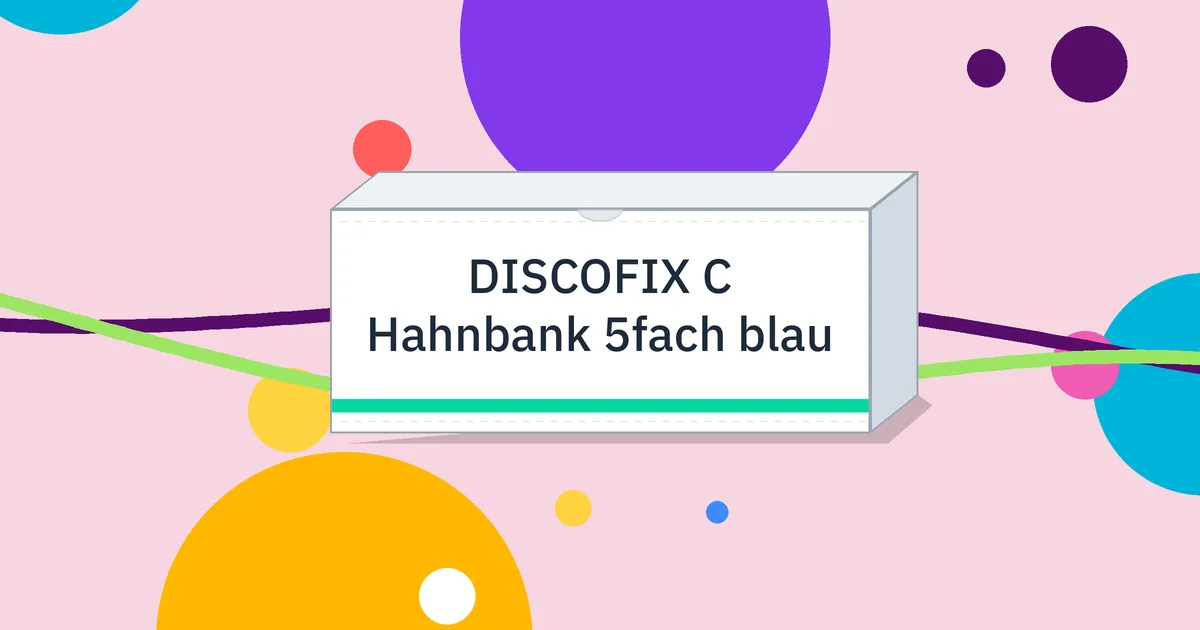 Symbolbild: Packung mit der Aufschrift DISCOFIX C Hahnbank 5fach blau (PZN 08801159) – Verfügbarkeit und Bezug in Apotheken in Frankfurt am Main