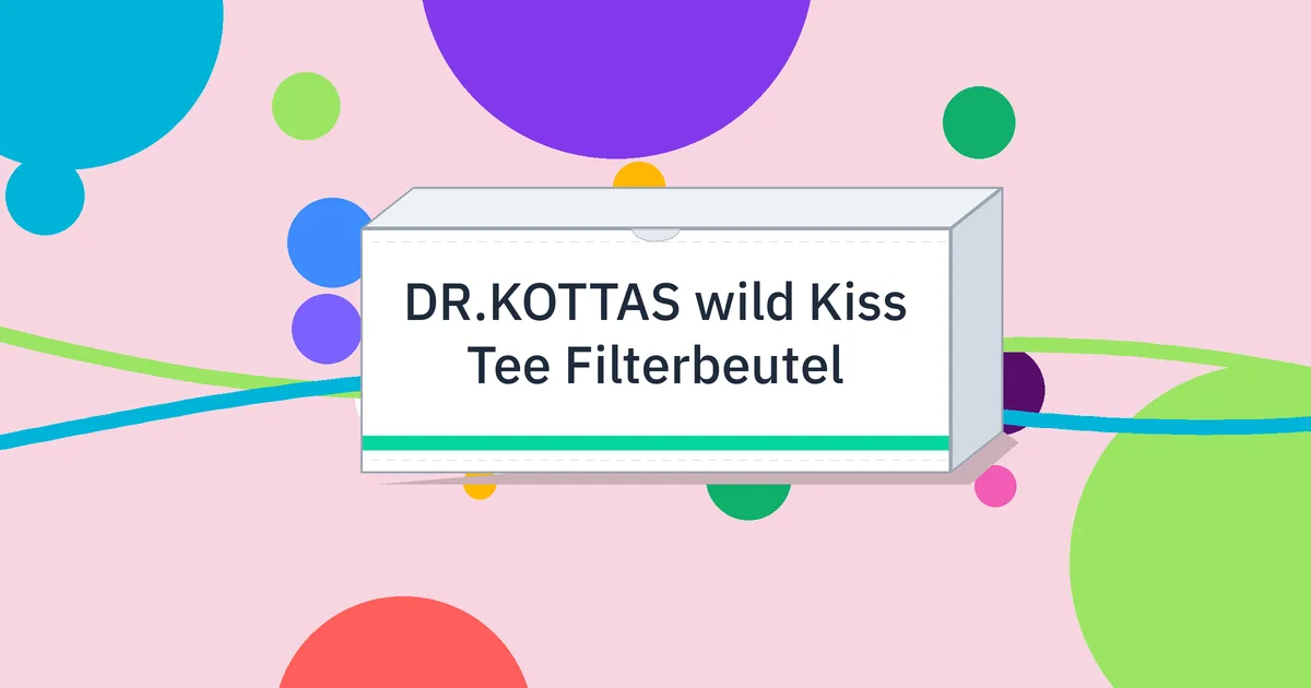 Symbolbild: Packung mit der Aufschrift DR.KOTTAS wild Kiss Tee Filterbeutel (PZN 14249660) – Verfügbarkeit und Bezug in Apotheken in Frankfurt am Main