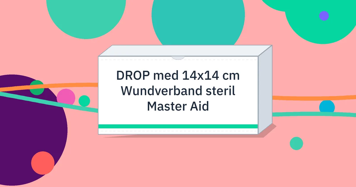Symbolbild: Packung mit der Aufschrift DROP med 14x14 cm Wundverband steril Master Aid (PZN 04046045) – Verfügbarkeit und Bezug in Apotheken in Frankfurt am Main