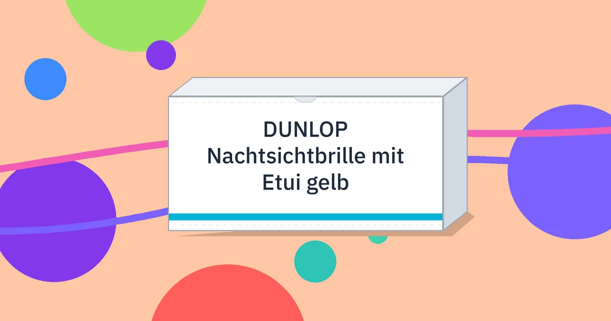 Symbolbild: Packung mit der Aufschrift DUNLOP Nachtsichtbrille mit Etui gelb (PZN 17272004) – Verfügbarkeit und Bezug in Apotheken in Frankfurt am Main