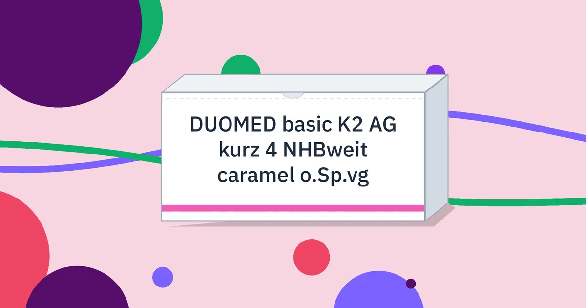 Symbolbild: Packung mit der Aufschrift DUOMED basic K2 AG kurz 4 NHBweit caramel o.Sp.vg (PZN 20908345) – Verfügbarkeit und Bezug in Apotheken in Frankfurt am Main
