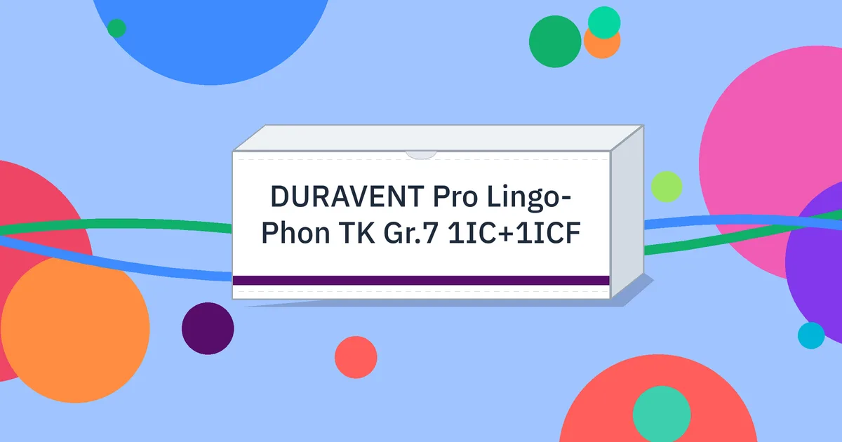 Symbolbild: Packung mit der Aufschrift DURAVENT Pro Lingo-Phon TK Gr.7 1IC+1ICF (PZN 19246212) – Verfügbarkeit und Bezug in Apotheken in Frankfurt am Main