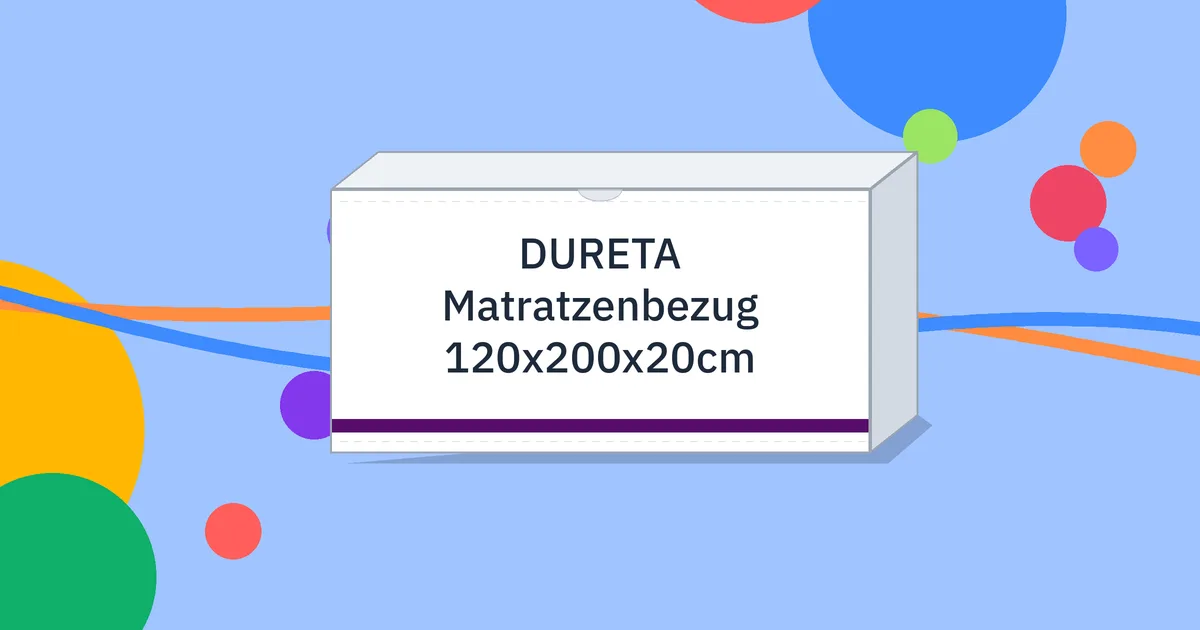 Symbolbild: Packung mit der Aufschrift DURETA Matratzenbezug 120x200x20cm (PZN 01855689) – Verfügbarkeit und Bezug in Apotheken in Frankfurt am Main