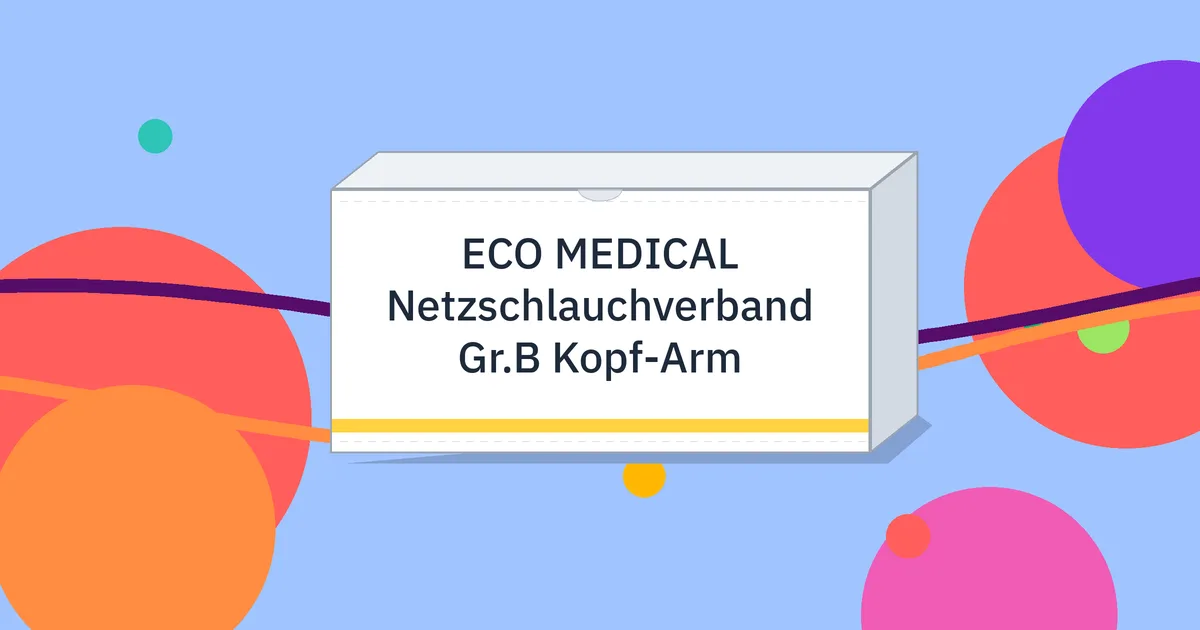 Symbolbild: Packung mit der Aufschrift ECO MEDICAL Netzschlauchverband Gr.B Kopf-Arm (PZN 00729184) – Verfügbarkeit und Bezug in Apotheken in Frankfurt am Main