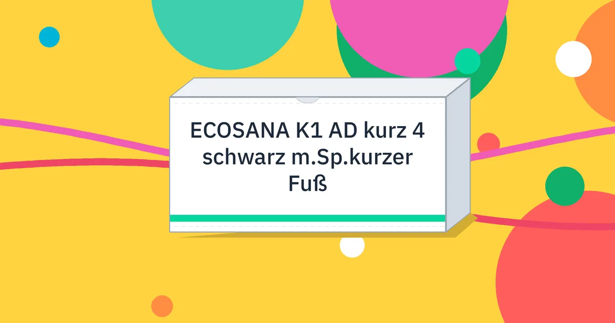 Symbolbild: Packung mit der Aufschrift ECOSANA K1 AD kurz 4 schwarz m.Sp.kurzer Fuß (PZN 04724829) – Verfügbarkeit und Bezug in Apotheken in Frankfurt am Main