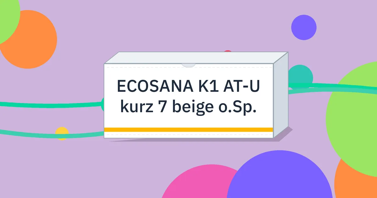 Symbolbild: Packung mit der Aufschrift ECOSANA K1 AT-U kurz 7 beige o.Sp. (PZN 04735833) – Verfügbarkeit und Bezug in Apotheken in Frankfurt am Main