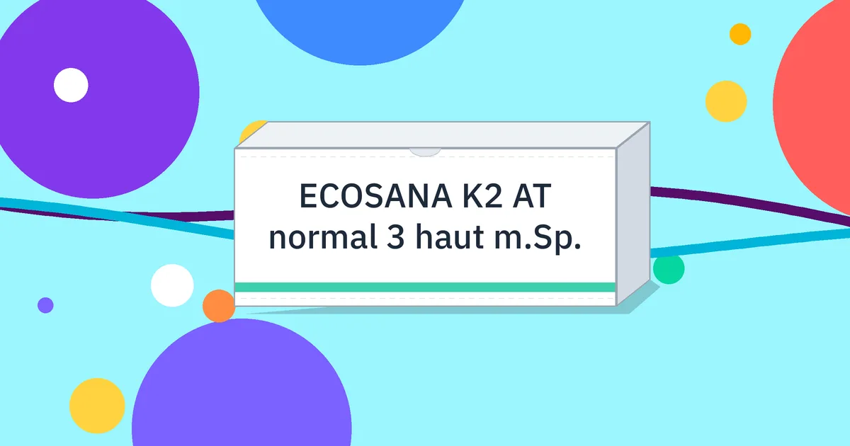 Symbolbild: Packung mit der Aufschrift ECOSANA K2 AT normal 3 haut m.Sp. (PZN 01558247) – Verfügbarkeit und Bezug in Apotheken in Frankfurt am Main