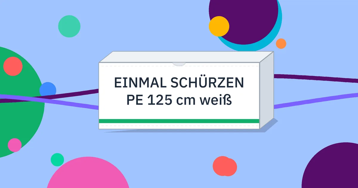 Symbolbild: Packung mit der Aufschrift EINMAL SCHÜRZEN PE 125 cm weiß (PZN 04353385) – Verfügbarkeit und Bezug in Apotheken in Frankfurt am Main