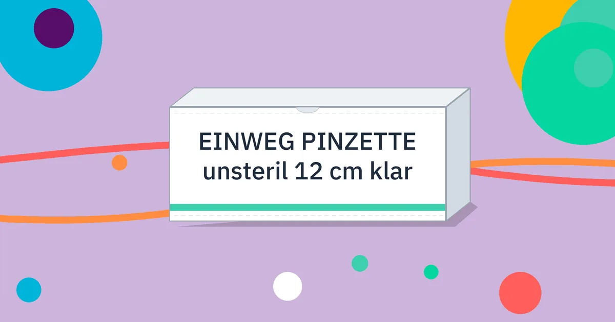 Symbolbild: Packung mit der Aufschrift EINWEG PINZETTE unsteril 12 cm klar (PZN 09629745) – Verfügbarkeit und Bezug in Apotheken in Frankfurt am Main