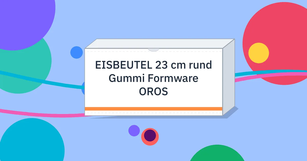 Symbolbild: Packung mit der Aufschrift EISBEUTEL 23 cm rund Gummi Formware OROS (PZN 08438210) – Verfügbarkeit und Bezug in Apotheken in Frankfurt am Main