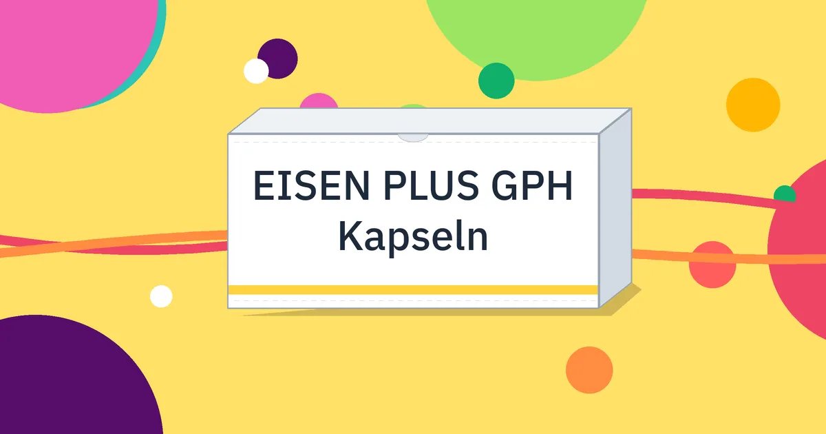 Symbolbild: Packung mit der Aufschrift EISEN PLUS GPH Kapseln (PZN 16935690) – Verfügbarkeit und Bezug in Apotheken in Frankfurt am Main
