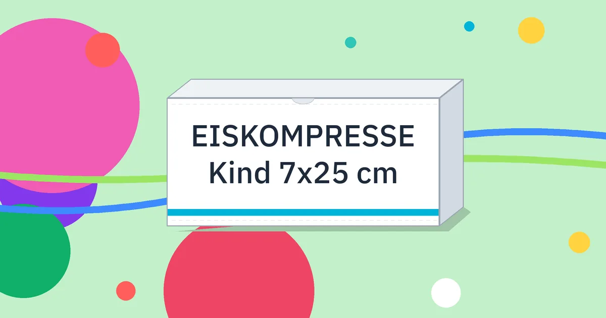Symbolbild: Packung mit der Aufschrift EISKOMPRESSE Kind 7x25 cm (PZN 02438700) – Verfügbarkeit und Bezug in Apotheken in Frankfurt am Main
