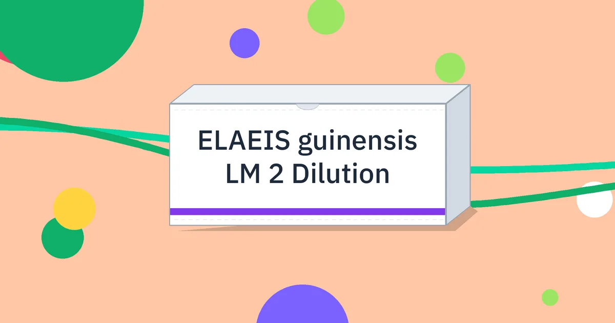 Symbolbild: Packung mit der Aufschrift ELAEIS guinensis LM 2 Dilution (PZN 13469678) – Verfügbarkeit und Bezug in Apotheken in Frankfurt am Main