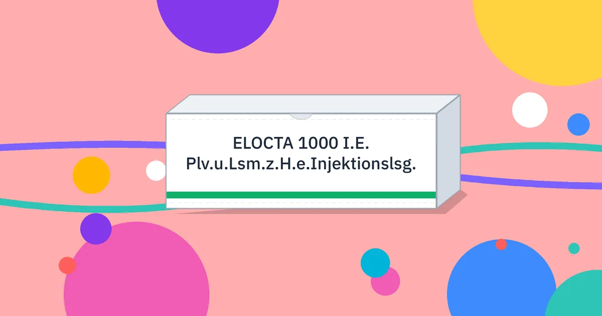 Symbolbild: Packung mit der Aufschrift ELOCTA 1000 I.E. Plv.u.Lsm.z.H.e.Injektionslsg. (PZN 11328399) – Verfügbarkeit und Bezug in Apotheken in Frankfurt am Main