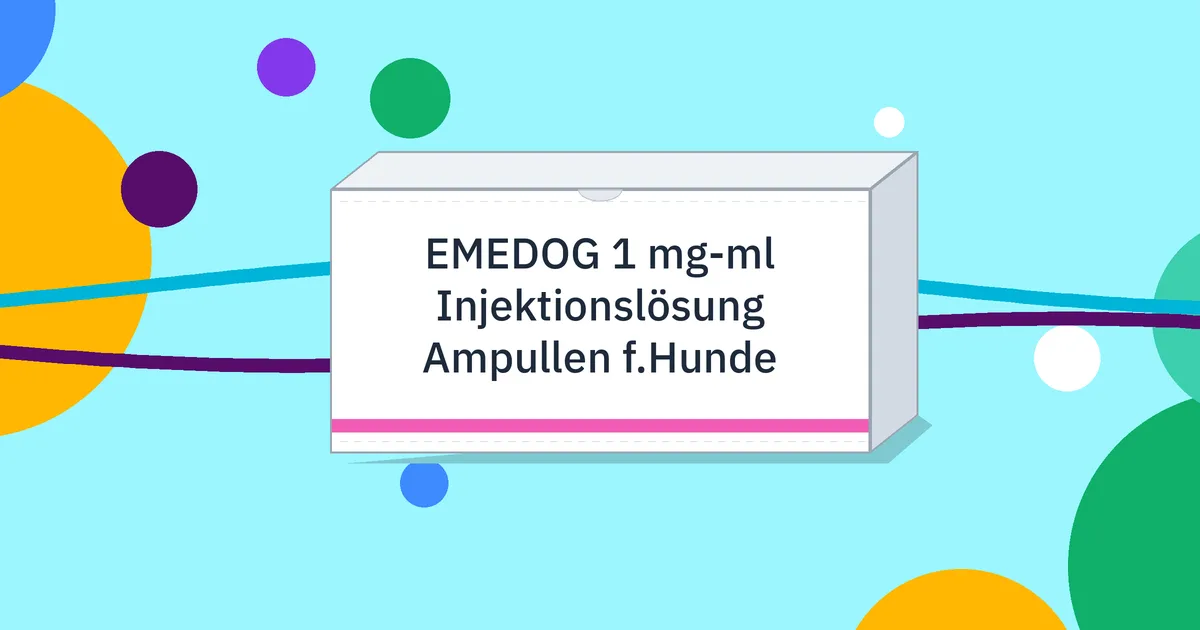 Symbolbild: Packung mit der Aufschrift EMEDOG 1 mg-ml Injektionslösung Ampullen f.Hunde (PZN 19491816) – Verfügbarkeit und Bezug in Apotheken in Frankfurt am Main