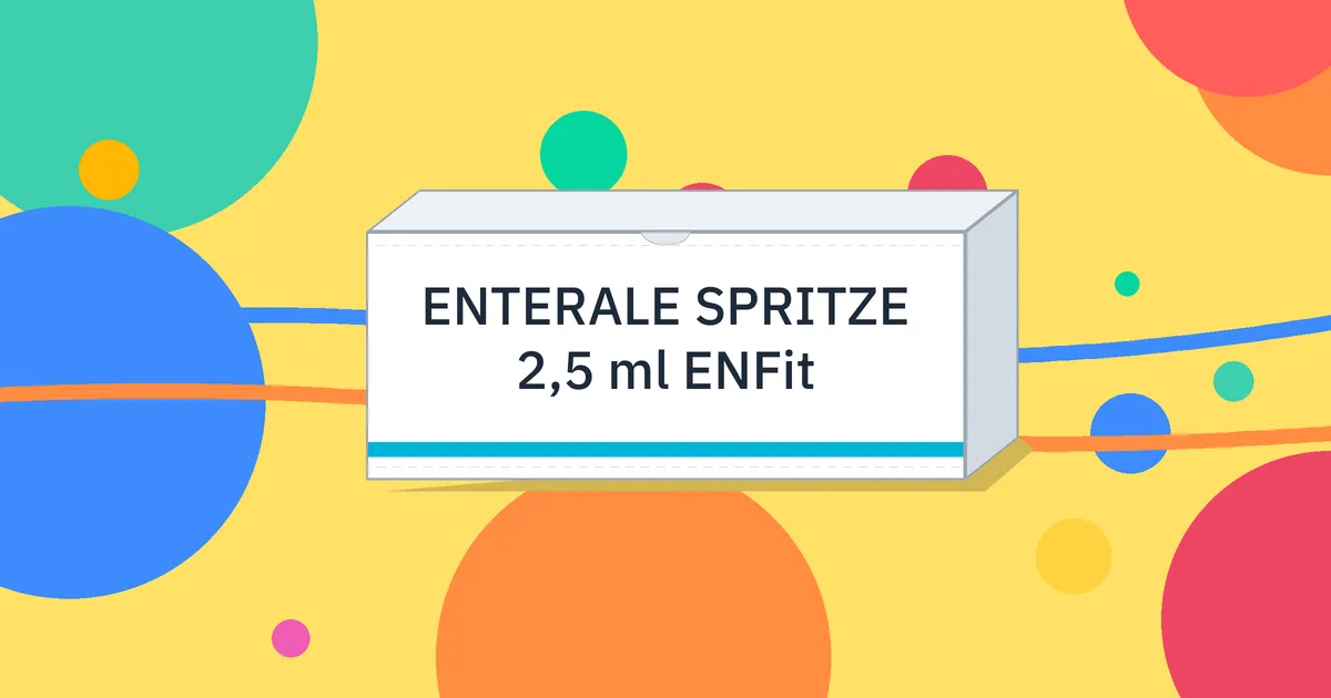 Symbolbild: Packung mit der Aufschrift ENTERALE SPRITZE 2,5 ml ENFit (PZN 11331102) – Verfügbarkeit und Bezug in Apotheken in Frankfurt am Main