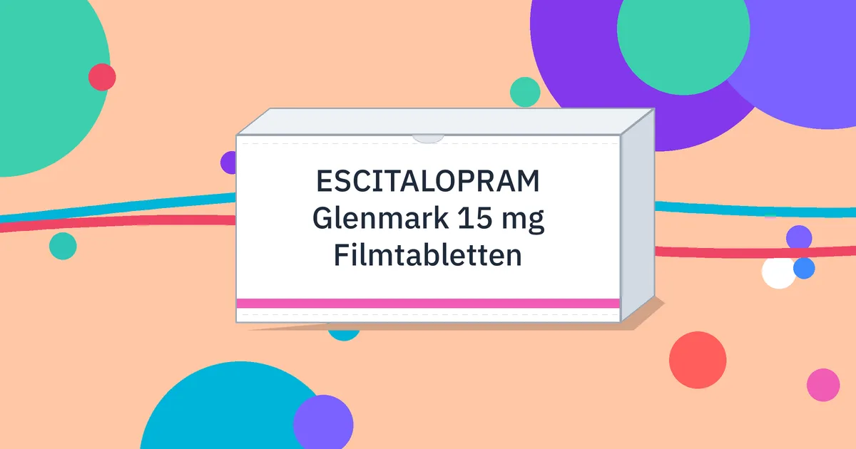 Symbolbild: Packung mit der Aufschrift ESCITALOPRAM Glenmark 15 mg Filmtabletten (PZN 10353308) – Verfügbarkeit und Bezug in Apotheken in Frankfurt am Main