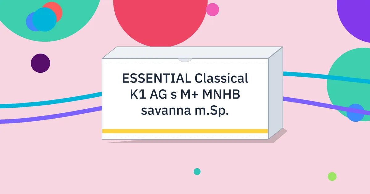 Symbolbild: Packung mit der Aufschrift ESSENTIAL Classical K1 AG s M+ MNHB savanna m.Sp. (PZN 19320658) – Verfügbarkeit und Bezug in Apotheken in Frankfurt am Main
