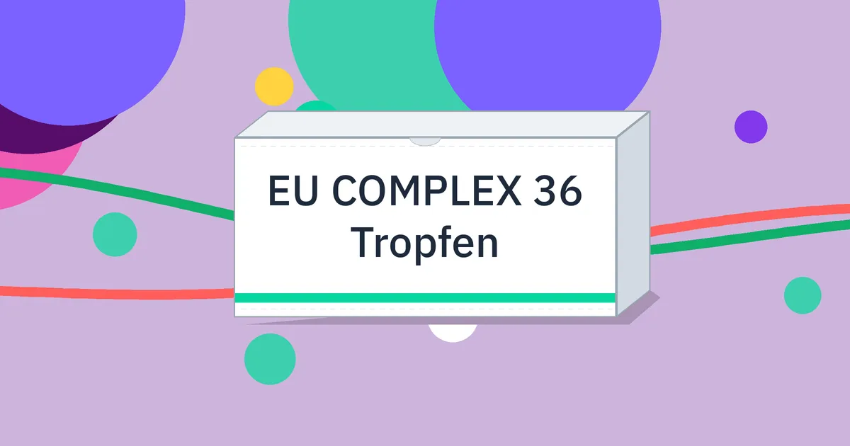 Symbolbild: Packung mit der Aufschrift EU COMPLEX 36 Tropfen (PZN 17873287) – Verfügbarkeit und Bezug in Apotheken in Frankfurt am Main