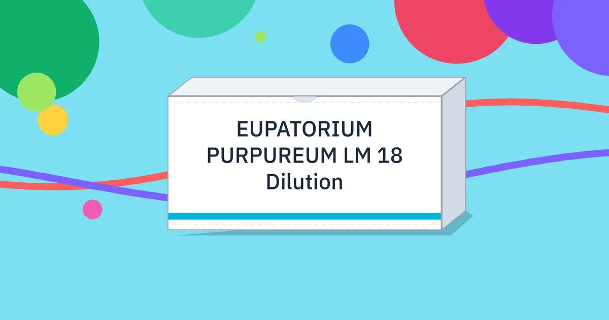 Symbolbild: Packung mit der Aufschrift EUPATORIUM PURPUREUM LM 18 Dilution (PZN 13481455) – Verfügbarkeit und Bezug in Apotheken in Frankfurt am Main
