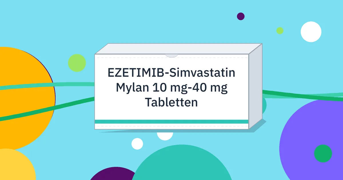 Symbolbild: Packung mit der Aufschrift EZETIMIB-Simvastatin Mylan 10 mg-40 mg Tabletten (PZN 20604668) – Verfügbarkeit und Bezug in Apotheken in Frankfurt am Main