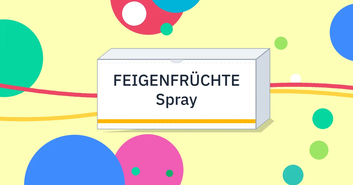 Symbolbild: Packung mit der Aufschrift FEIGENFRÜCHTE Spray (PZN 19141281) – Verfügbarkeit und Bezug in Apotheken in Frankfurt am Main