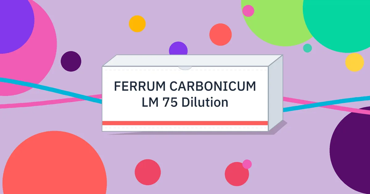 Symbolbild: Packung mit der Aufschrift FERRUM CARBONICUM LM 75 Dilution (PZN 12848238) – Verfügbarkeit und Bezug in Apotheken in Frankfurt am Main