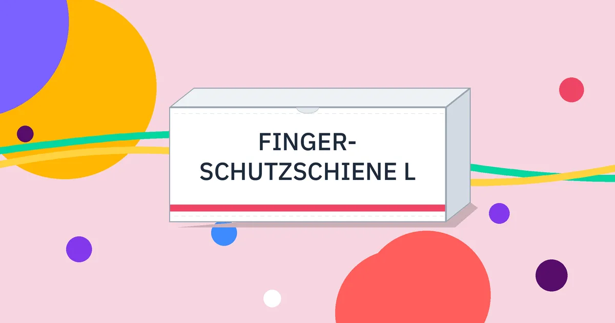 Symbolbild: Packung mit der Aufschrift FINGER-SCHUTZSCHIENE L (PZN 19069690) – Verfügbarkeit und Bezug in Apotheken in Frankfurt am Main