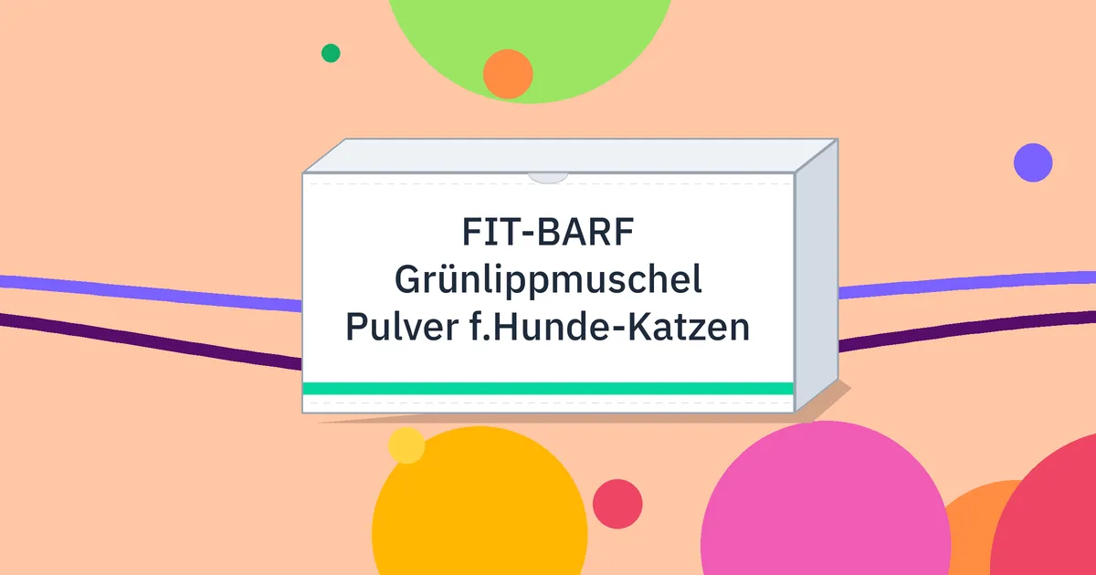 Symbolbild: Packung mit der Aufschrift FIT-BARF Grünlippmuschel Pulver f.Hunde-Katzen (PZN 10383203) – Verfügbarkeit und Bezug in Apotheken in Frankfurt am Main