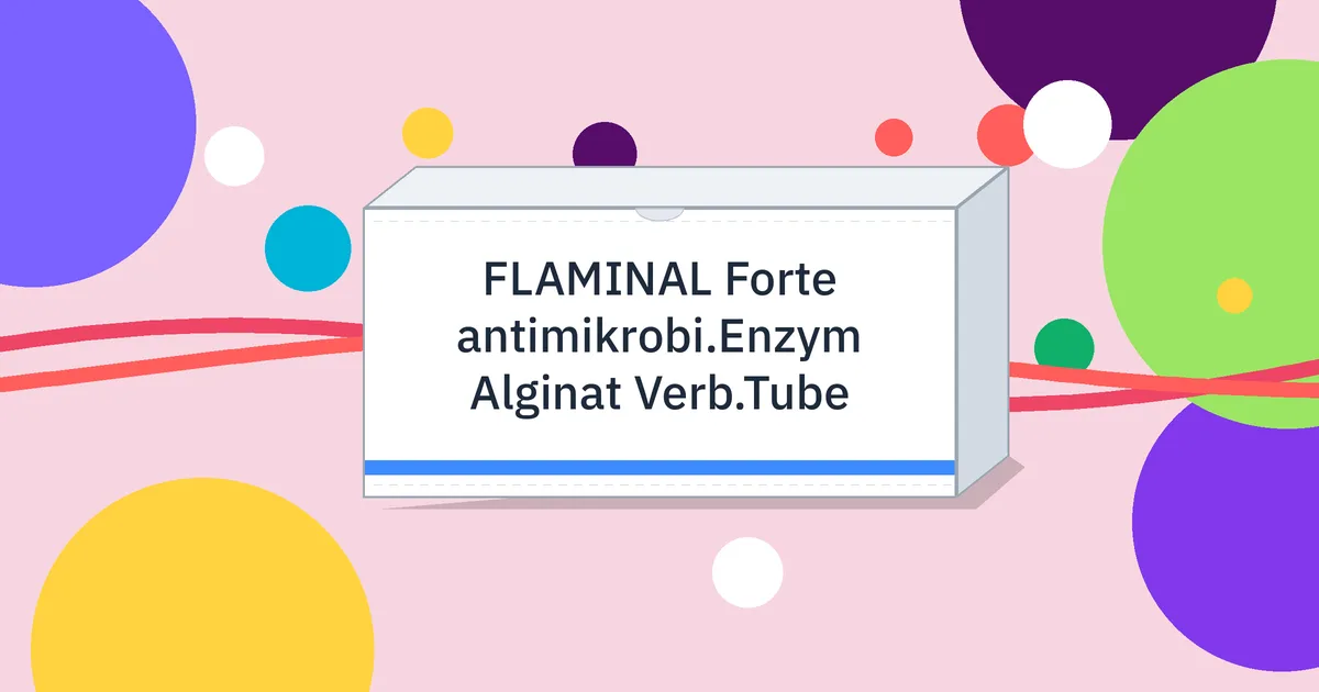Symbolbild: Packung mit der Aufschrift FLAMINAL Forte antimikrobi.Enzym Alginat Verb.Tube (PZN 19340342) – Verfügbarkeit und Bezug in Apotheken in Frankfurt am Main