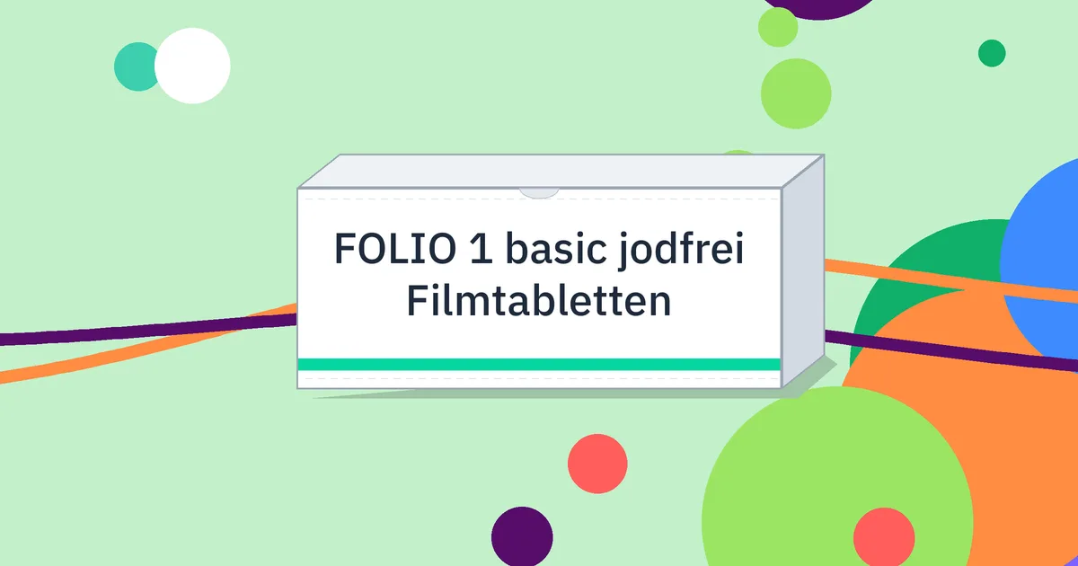 Symbolbild: Packung mit der Aufschrift FOLIO 1 basic jodfrei Filmtabletten (PZN 18671344) – Verfügbarkeit und Bezug in Apotheken in Frankfurt am Main