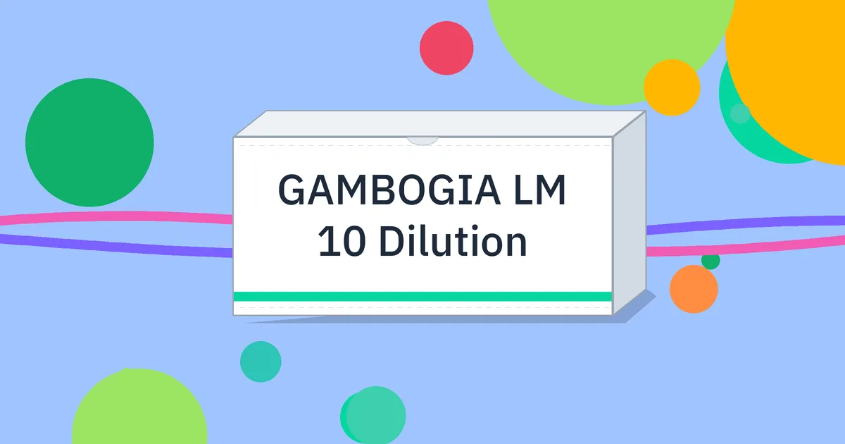 Symbolbild: Packung mit der Aufschrift GAMBOGIA LM 10 Dilution (PZN 13498496) – Verfügbarkeit und Bezug in Apotheken in Frankfurt am Main