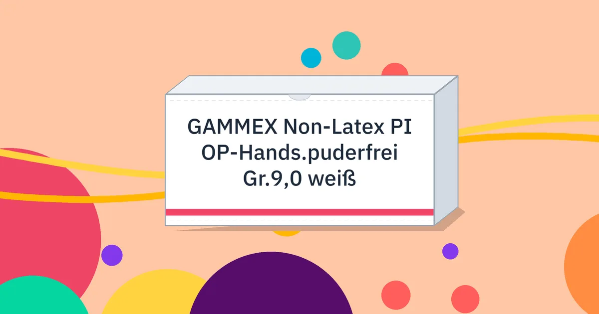 Symbolbild: Packung mit der Aufschrift GAMMEX Non-Latex PI OP-Hands.puderfrei Gr.9,0 weiß (PZN 11614691) – Verfügbarkeit und Bezug in Apotheken in Frankfurt am Main