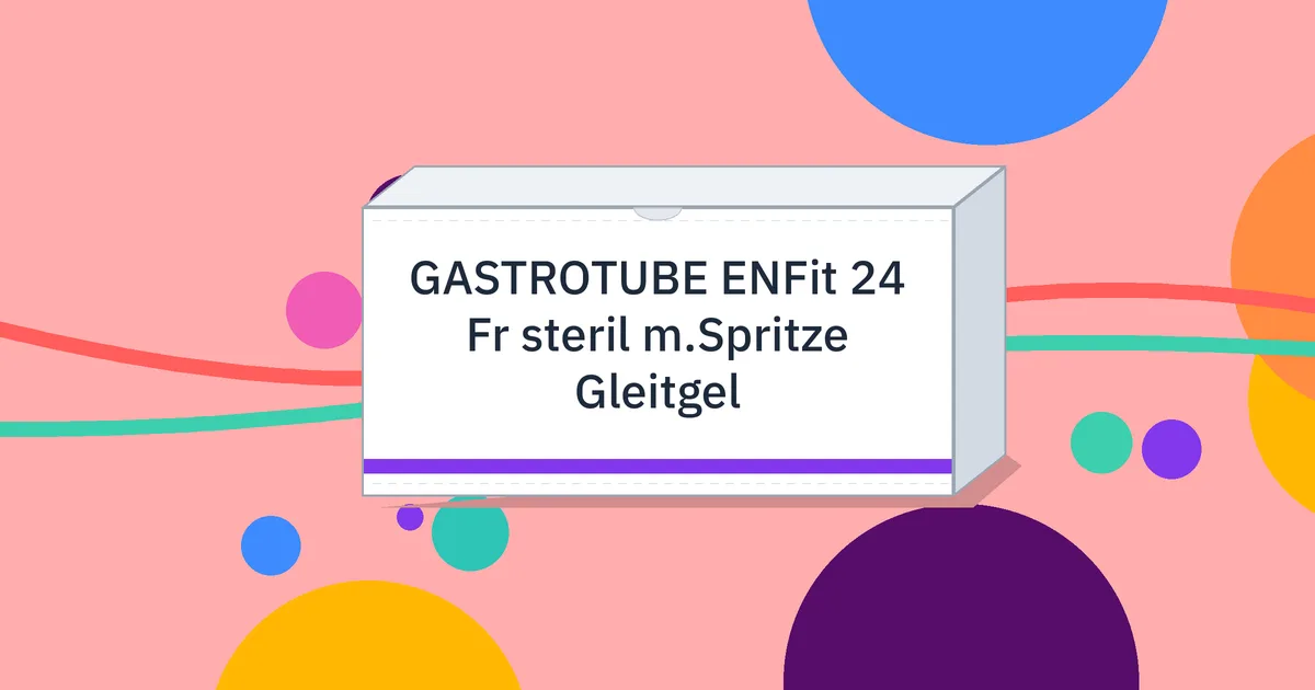 Symbolbild: Packung mit der Aufschrift GASTROTUBE ENFit 24 Fr steril m.Spritze Gleitgel (PZN 16614655) – Verfügbarkeit und Bezug in Apotheken in Frankfurt am Main