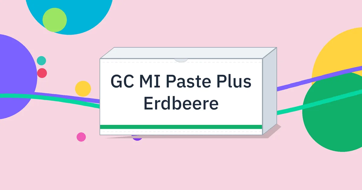 Symbolbild: Packung mit der Aufschrift GC MI Paste Plus Erdbeere (PZN 09517354) – Verfügbarkeit und Bezug in Apotheken in Frankfurt am Main