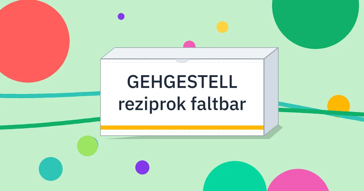 Symbolbild: Packung mit der Aufschrift GEHGESTELL reziprok faltbar (PZN 08643513) – Verfügbarkeit und Bezug in Apotheken in Frankfurt am Main