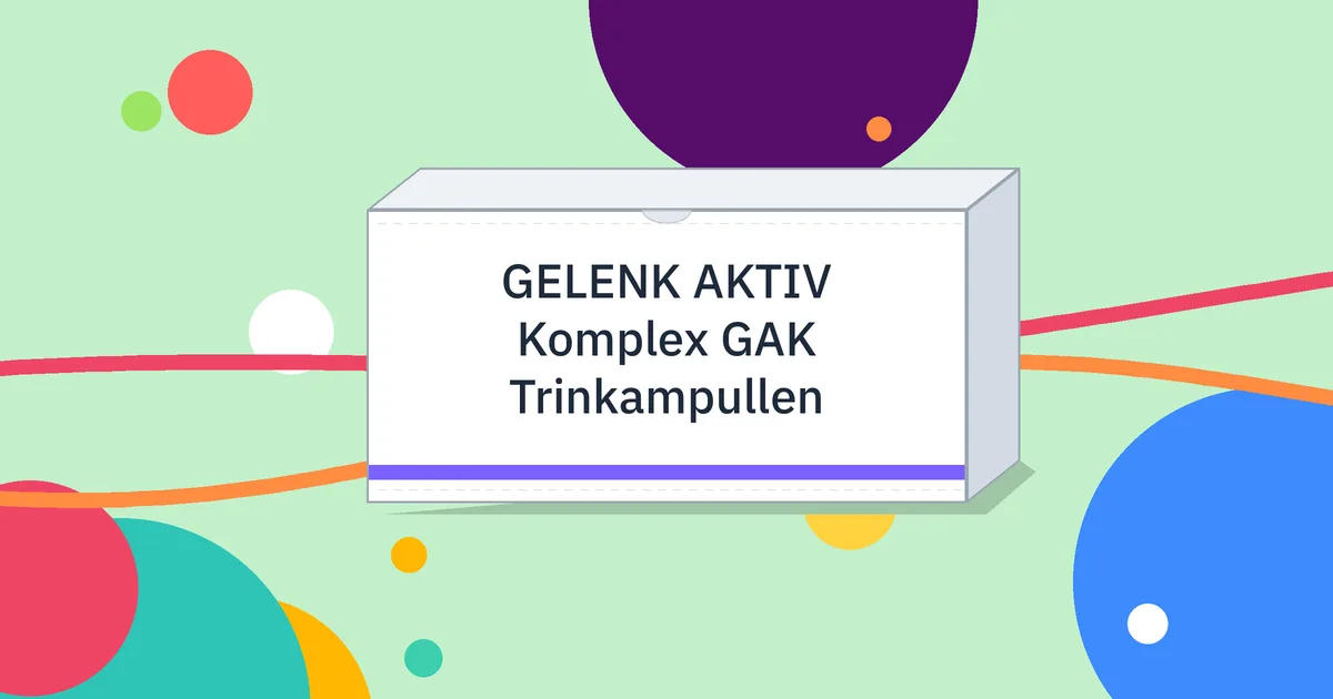 Symbolbild: Packung mit der Aufschrift GELENK AKTIV Komplex GAK Trinkampullen (PZN 11159436) – Verfügbarkeit und Bezug in Apotheken in Frankfurt am Main