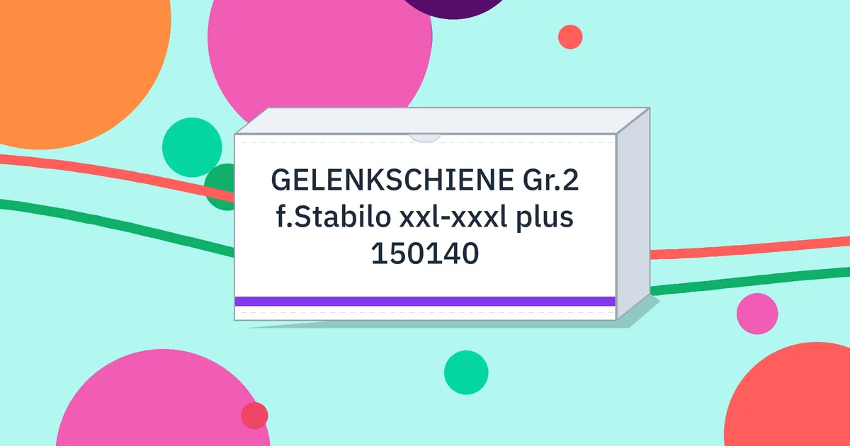 Symbolbild: Packung mit der Aufschrift GELENKSCHIENE Gr.2 f.Stabilo xxl-xxxl plus 150140 (PZN 11014465) – Verfügbarkeit und Bezug in Apotheken in Frankfurt am Main