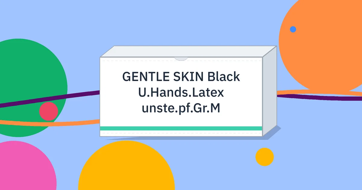 Symbolbild: Packung mit der Aufschrift GENTLE SKIN Black U.Hands.Latex unste.pf.Gr.M (PZN 11352736) – Verfügbarkeit und Bezug in Apotheken in Frankfurt am Main