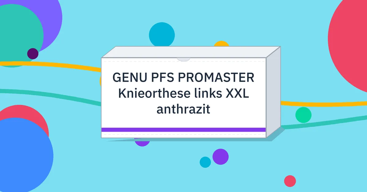 Symbolbild: Packung mit der Aufschrift GENU PFS PROMASTER Knieorthese links XXL anthrazit (PZN 12490854) – Verfügbarkeit und Bezug in Apotheken in Frankfurt am Main
