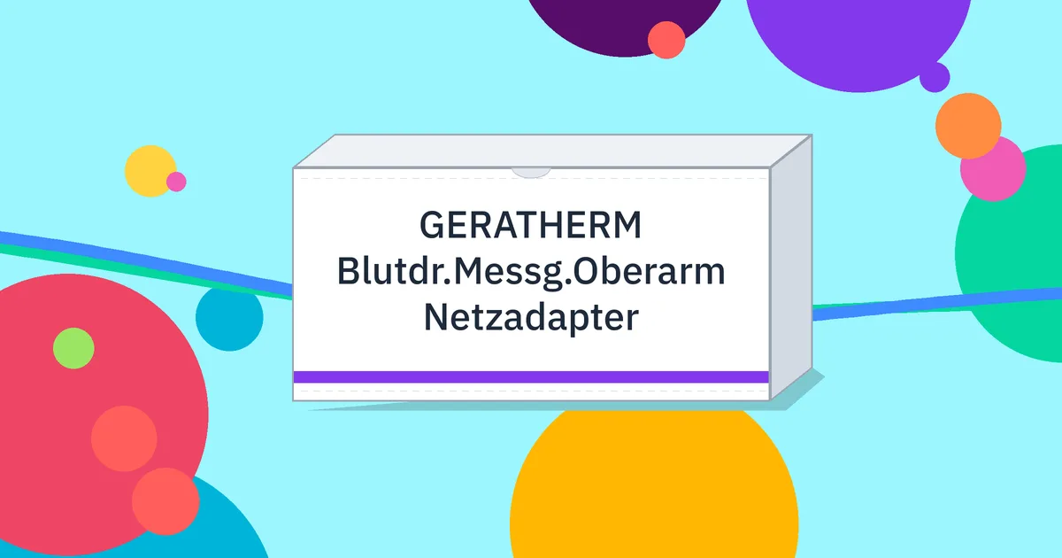 Symbolbild: Packung mit der Aufschrift GERATHERM Blutdr.Messg.Oberarm Netzadapter (PZN 06805319) – Verfügbarkeit und Bezug in Apotheken in Frankfurt am Main