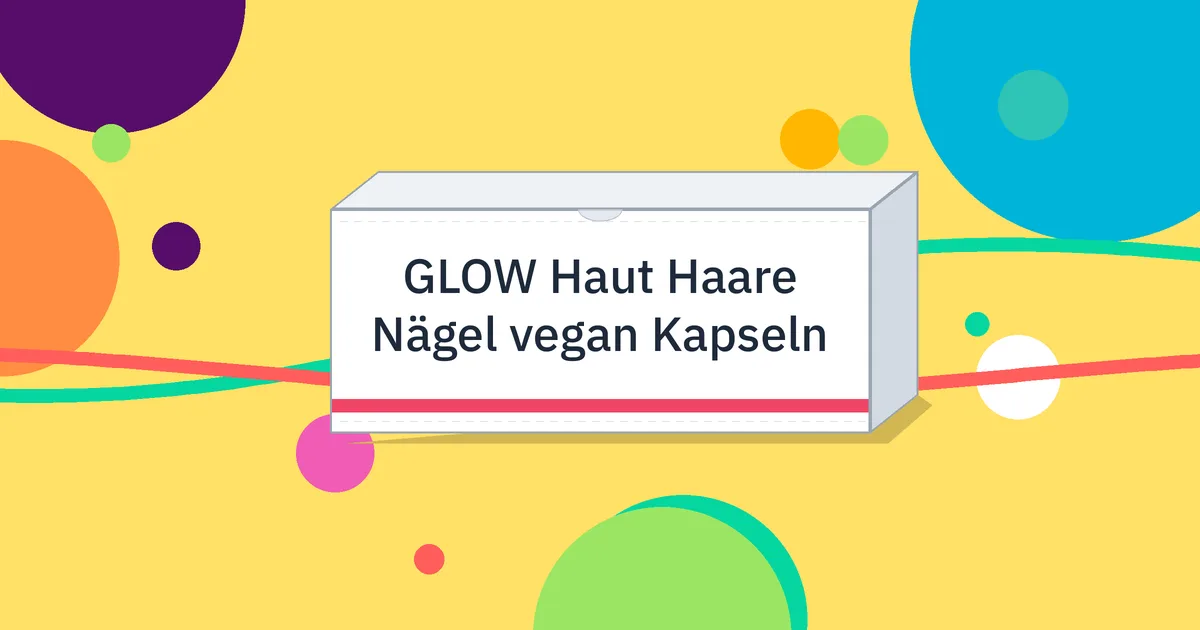 Symbolbild: Packung mit der Aufschrift GLOW Haut Haare Nägel vegan Kapseln (PZN 18362123) – Verfügbarkeit und Bezug in Apotheken in Frankfurt am Main