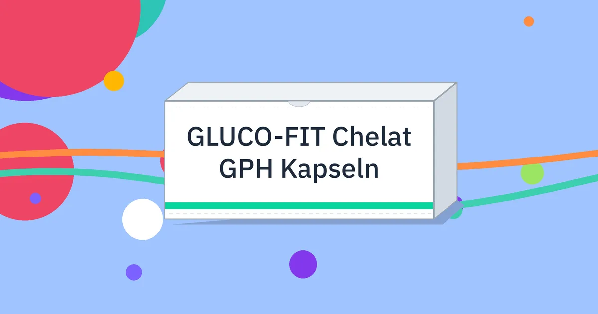 Symbolbild: Packung mit der Aufschrift GLUCO-FIT Chelat GPH Kapseln (PZN 10829337) – Verfügbarkeit und Bezug in Apotheken in Frankfurt am Main