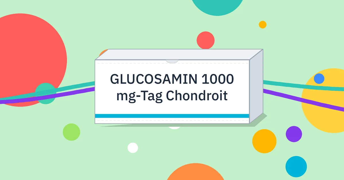 Symbolbild: Packung mit der Aufschrift GLUCOSAMIN 1000 mg-Tag Chondroit (PZN 04571107) – Verfügbarkeit und Bezug in Apotheken in Frankfurt am Main