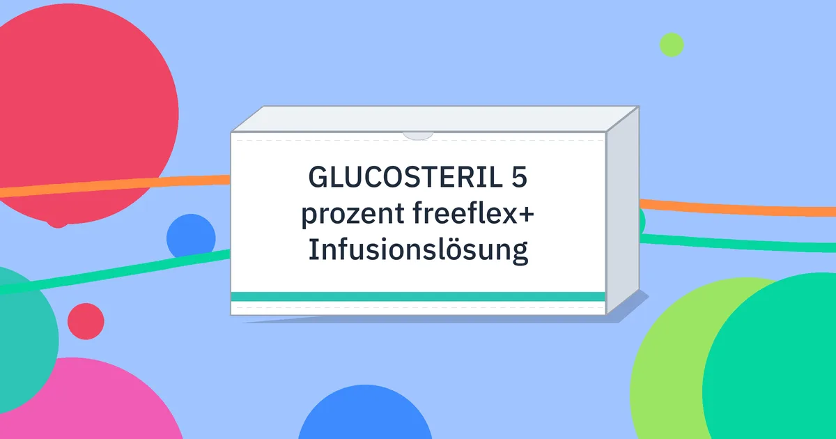 Symbolbild: Packung mit der Aufschrift GLUCOSTERIL 5 prozent freeflex+ Infusionslösung (PZN 09477399) – Verfügbarkeit und Bezug in Apotheken in Frankfurt am Main