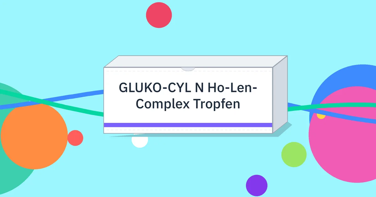 Symbolbild: Packung mit der Aufschrift GLUKO-CYL N Ho-Len-Complex Tropfen (PZN 04953777) – Verfügbarkeit und Bezug in Apotheken in Frankfurt am Main
